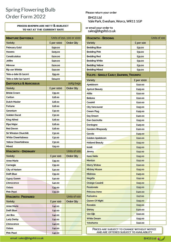 Spring Flowering Bulbs - BHGS Ltd